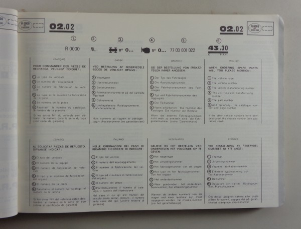 Teilekatalog / Ersatzteilliste Renault R5 R1220 - R1221 - R1222 Stand ...