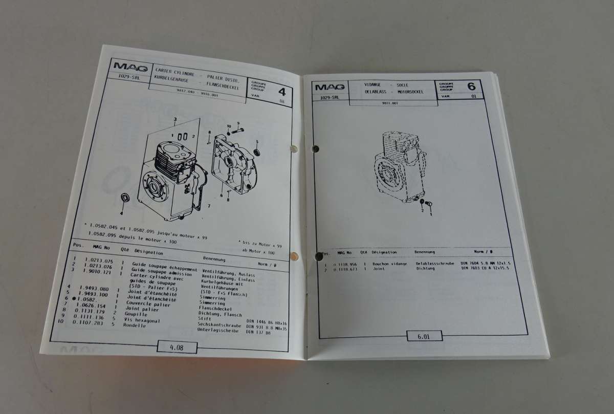 Teilekatalog / Ersatzteilliste MAG Motoren 1029 - SRL DX 108 | PK-Buch