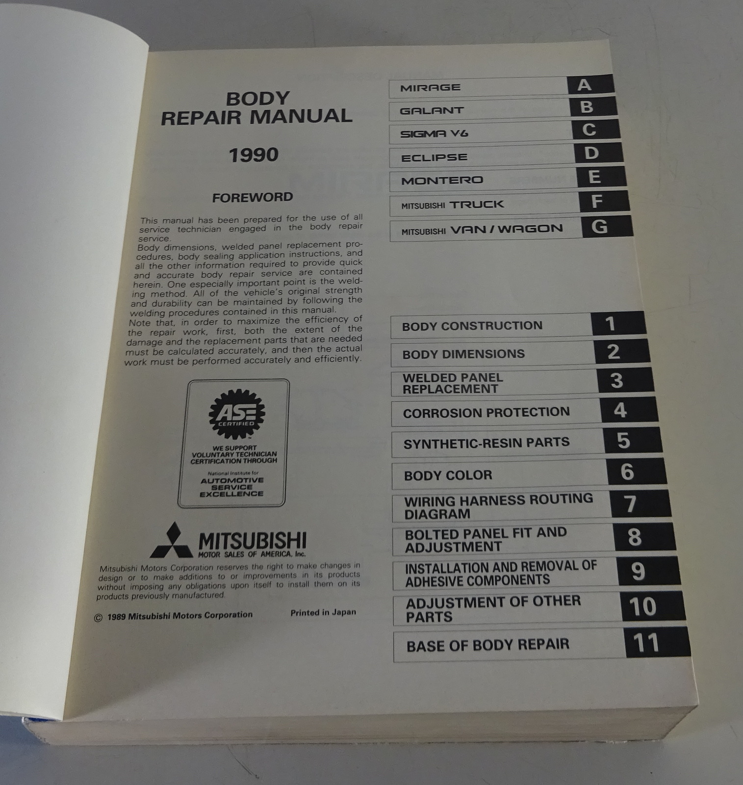 Workshop Manual Body Mitsubishi Truck, Van Wagon, Sigma V6, Galant ...