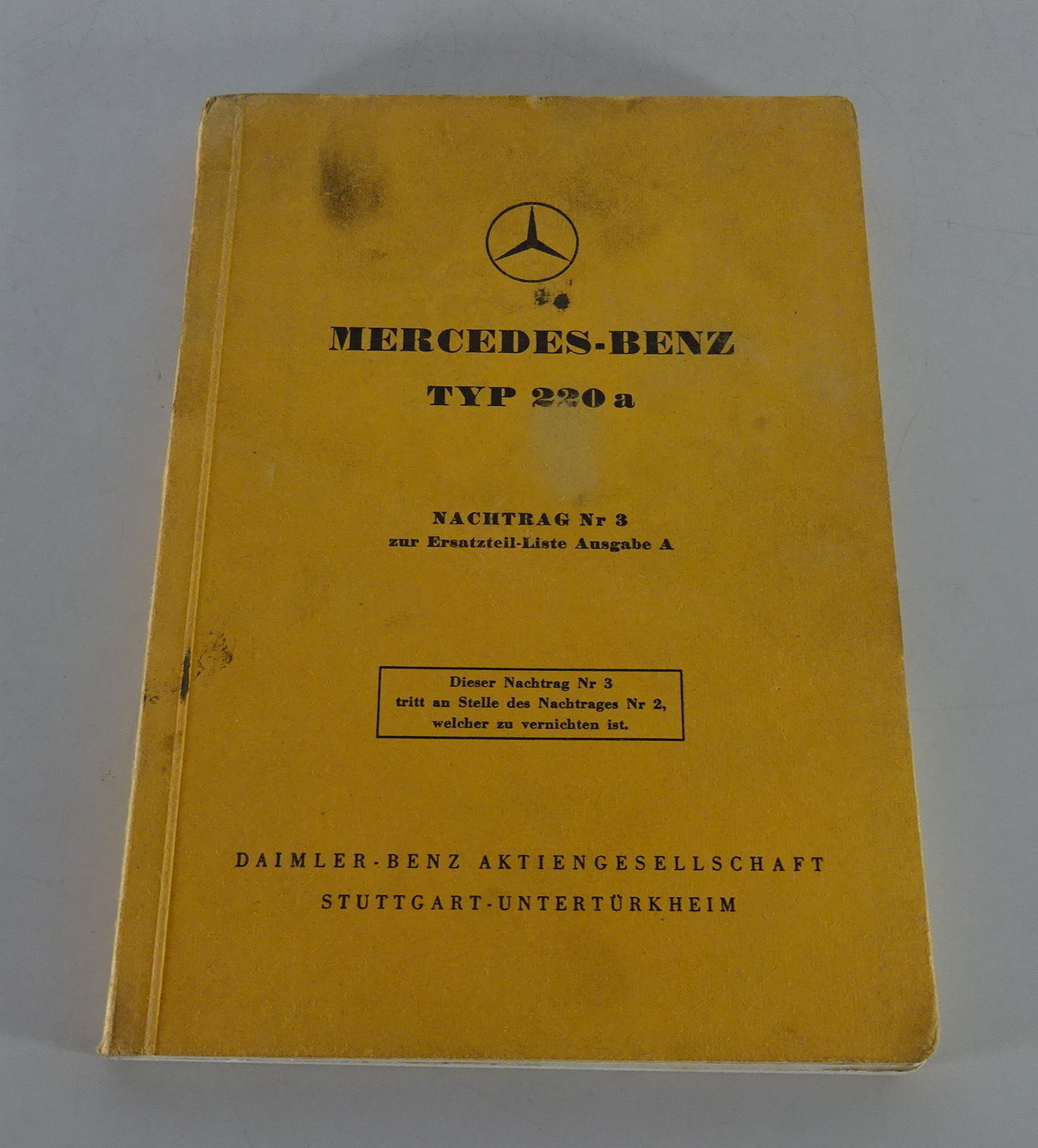 Teilekatalog / Ersatzteilliste Nachtrag Mercedes-Benz W180 Ponton 220 a ...