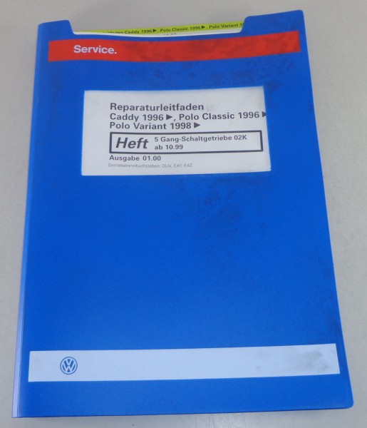 Werkstatthandbuch VW Caddy / Polo 5 Gang Schaltgetriebe 02K Stand 01/ ...