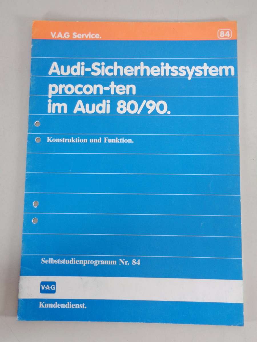 SSP 84 Selbststudienprogramm Audi 80/90 Typ 89 B3 Sicherheitssystem ...