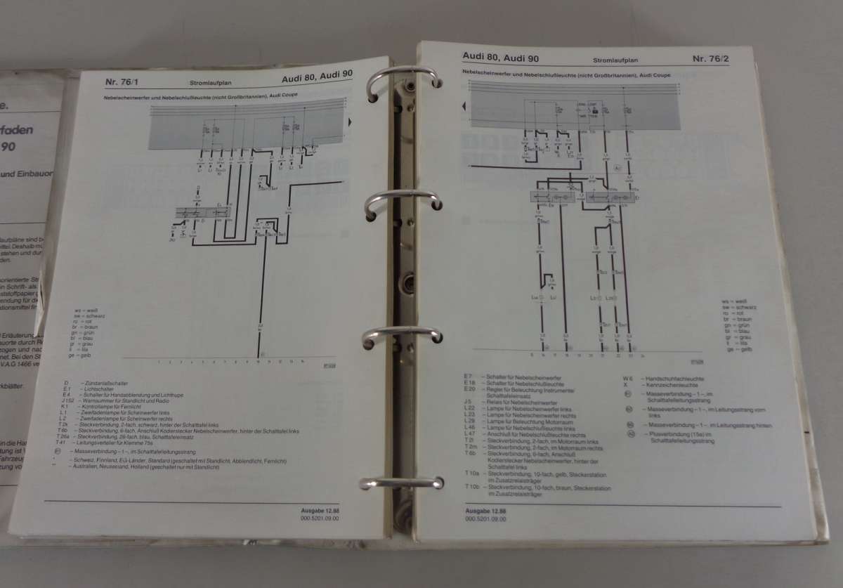 Werkstatthandbuch Elektrik Schalt Pläne Audi 80 90 Typ 89 B3 Ab Baujahr