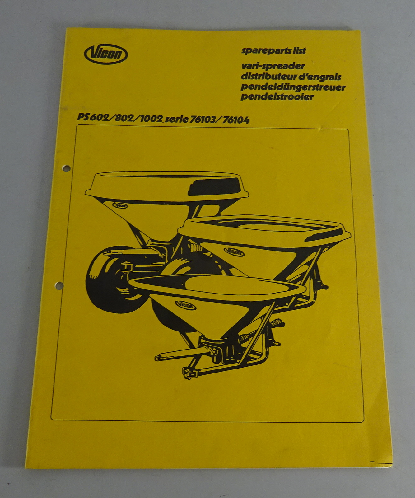 Teilekatalog Vicon Pendelstreuer 602 / 802 / 1002 Serie 76103 / 76104 ...